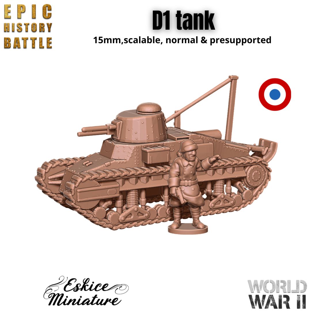 Renault D1 tank - FR – Eskice Miniature