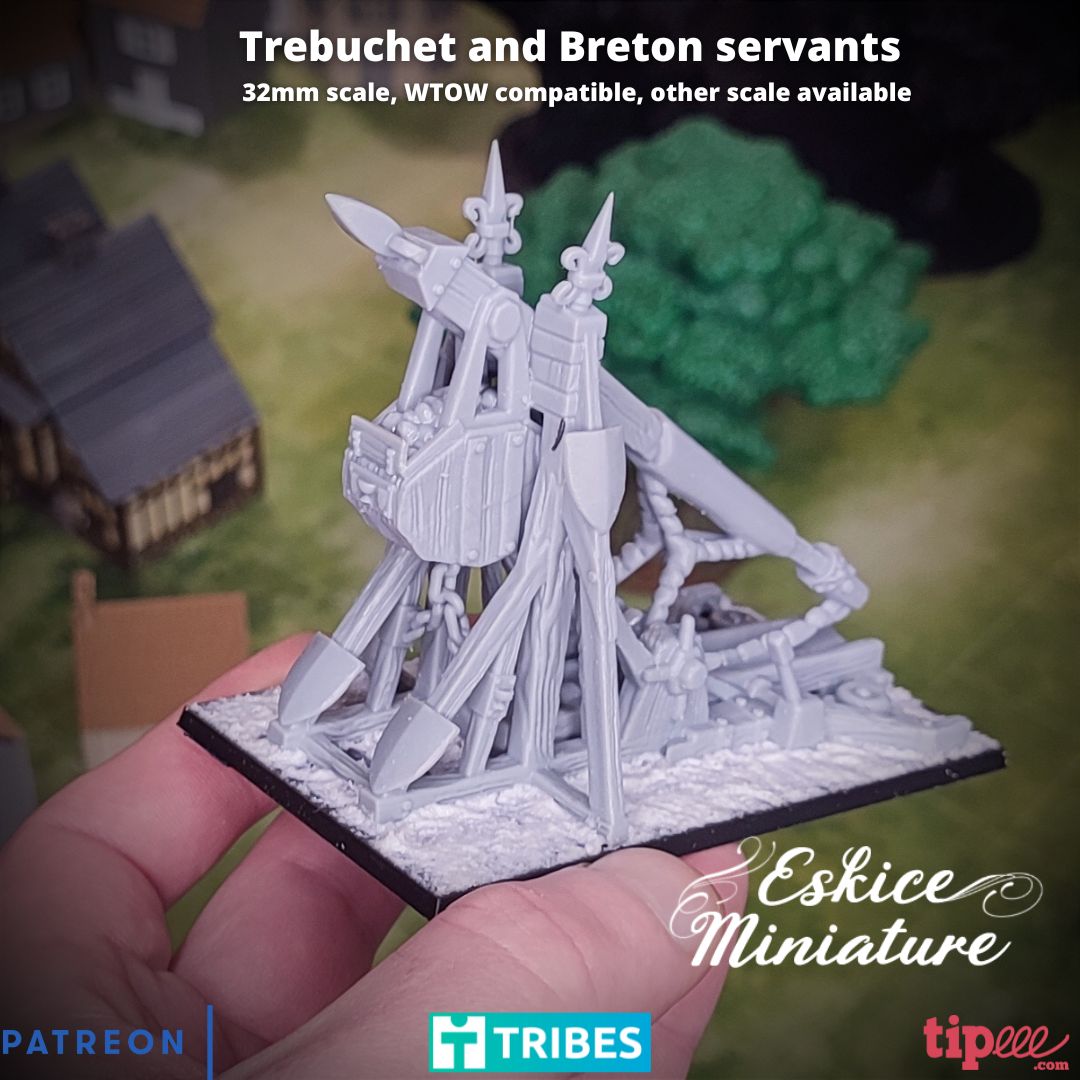 Trébuchet bréton et servants – Eskice Miniature